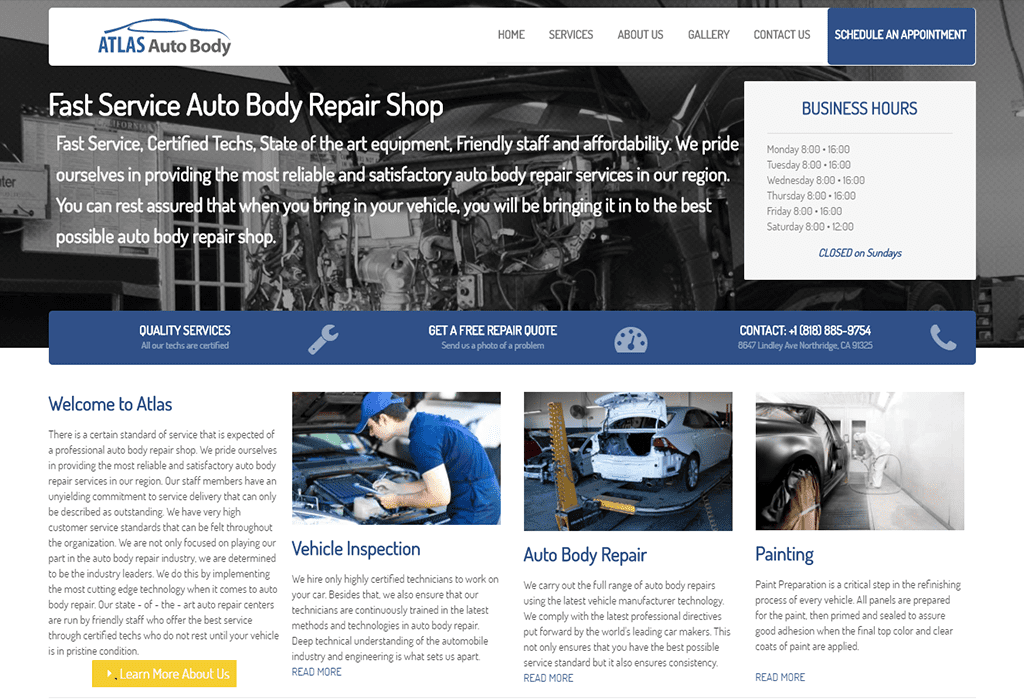 Atlas Auto Body Repair | Los Angeles Web Design Company